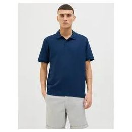 Jack & Jones Poloshirt JACK & JONES "JJEAUSTIN POLO SS NOOS", Herren, Gr. L, navy blazer detail:classic, Jersey, Obermaterial: 58% Polyester, 40% Baumwolle, 2% Elasthan, unifarben, regular fit normal, ohne Ausschnitt, gerader Abschluss, Shirts, Materialmix, regular fit