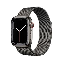 Apple Watch Series 7 (2021) GPS + Cellular 41 mm - Rostfreier Stahl Graphit - Milanaise Armband Schwarz