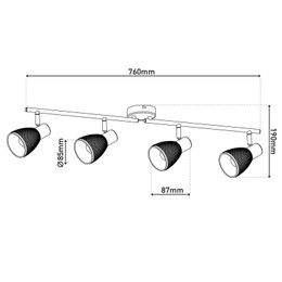 NAEVE LEUCHTEN Deckenleuchte Lindita, 4-flammig, Glas, rauchgrau, E14