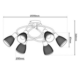 NAEVE LEUCHTEN Deckenleuchte Lindita, 6-flammig, Glas, rauchgrau, E14