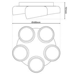 NAEVE LEUCHTEN LED-Deckenlampe Eliora, 5-fl., weiß, CCT, Fernbedienung