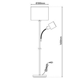 NAEVE LEUCHTEN Stehlampe Filomena, braun/silber, Textil, Lesearm, E27, E14