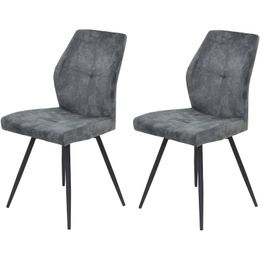 Hela 4-Fußstuhl »ALLY« (Set) 2 Stk.4-Fuß, 360° drehbar, gepolstert, Vintage Velvet mit Steppnähten Vintage Anthrazit/Schwarz + Schwarz Vierfußstuhl...