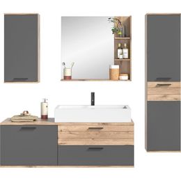 Inosign Badm&ouml;bel-Set &raquo;Riga, 4 teilig, inklusive Keramik-Aufsatzwaschbecken, bestehend aus:&laquo; Set, 4 Stk. tlg. holzfarben