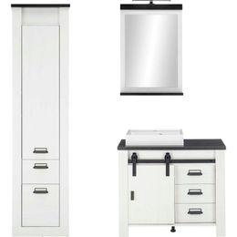 Home Affaire Badm&ouml;bel-Set &raquo;SHERWOOD, Bad im modernen Design, 3-teiliges Badezimmer&laquo; 3 Stk. tlg. Pinie Weiss Dekor