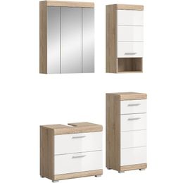 Inosign Badmöbel-Set »Siena, 4 teilig, bestehend aus:« Set, TOPSELLER!, 4 Stk. tlg. Eiche Sonoma Hell NB/weiß Hochglanz MDF TZ