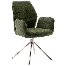 MCA furniture Esszimmerstuhl »GREYTON« () (2er-Set), drehbar 180°, Belastbarkeit 120 kg, Sitzhöhe ca. 50 cm olive + Edelstahl gebürstet