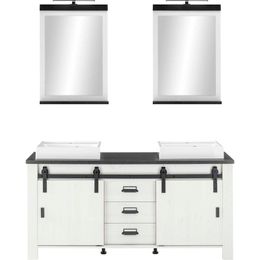 Home Affaire Badm&ouml;bel-Set &raquo;SHERWOOD, Bad im modernen Design, 3-teiliges Badezimmer&laquo; 3 Stk. tlg. Pinie Weiss Dekor