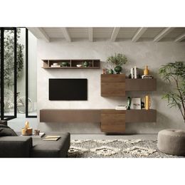 Inosign Wohnwand »INFINITY, 6tlg. Breite 262 cm, Höhe variabel, Schrankwand, Anbauwand« Bronzo/Mercure NB Holzstruktur Maße (B/T/H): 262/30/185 cm,...