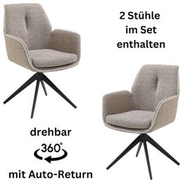 Stolkom Armlehnstuhl »Enja« (Set) 2 Stk.360 grad drehbar mit Auto-Return taupe/schwarz + schwarz