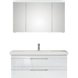 SAPHIR Badmöbel-Set »Balto Sprint 2-teilig, Mineralmarmor-Waschtisch mit LED-Spiegelschrank« 2 Stk. tlg. Weiß Hochglanz / Weiß Glanz