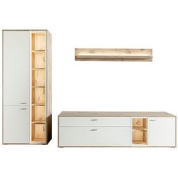MCA furniture Wohnwand »SANTERNO« Komplett-Set, 3-teilg, 3 Stk. tlg. Soft white Melamin nachbildung / Viking Oak Melamin Nachbildung