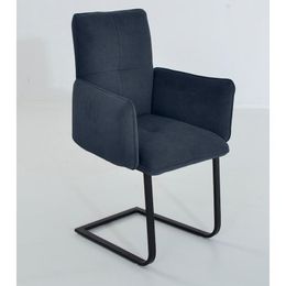 K+w Komfort & Wohnen K+W KOMFORT & WOHNEN Freischwinger &raquo;6502&laquo; () Freischwinger mit Armlehnen, Flachstahlkufe in schwarz marine + schwarz