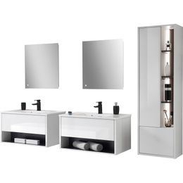 Places of Style Badm&ouml;bel-Set &raquo;Studio Line, Bad im modernen Design, 5-teiliges Badezimmer&laquo; 5 Stk. tlg. wei&szlig;