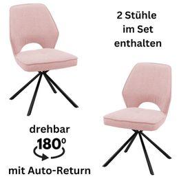 Stolkom Polsterstuhl »Nele« (Set) 2 Stk.180 grad drehbar mit Auto-Return pink/schwarz + schwarz