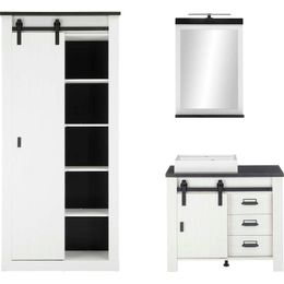 Home Affaire Badm&ouml;bel-Set &raquo;SHERWOOD, Bad im modernen Design, 3-teiliges Badezimmer&laquo; 3 Stk. tlg. Pinie Weiss Dekor