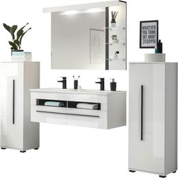 Inosign Badmöbel-Set »Cantara, Bad im modernen Design, 4-teiliges Badezimmer« Set, 4 Stk. tlg. weiß/weiß Hochglanz