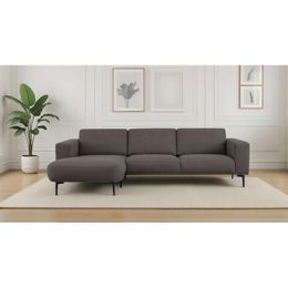 OTTO HOME Ecksofa »Lillith, 289 cm, L-Form, gemütlicher Sitzkomfort« Eckcouch mit runder Recamiere links/rechts, Strukturstoff dark grey 100%...