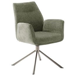 MCA furniture Esszimmerstuhl »DIVERIA« () (2er-Set) 4-Fuss-Stuhl, drehbar 360°, belastbar 120 kg, Sitzhöhe ca. 50cm olive + Edelstahl