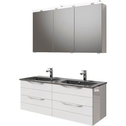 SAPHIR Badmöbel-Set »Serie 6025 2-teilig Mineralmarmor-Waschtisch mit LED-Spiegelschrank« 2 Stk. tlg. Weiß Hochglanz Select