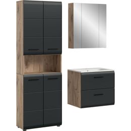 Inosign Badezimmer-Set Set, 4 Stk. tlg. Nox Oak NB / Sschwarz matt