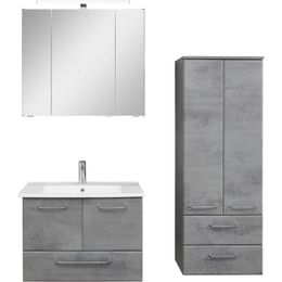 SAPHIR Badmöbel-Set »Quickset 945 3-teilig, Keramik-Waschtisch mit LED-Spiegelschrank« 4 Stk. tlg. Oxid Dunkelgrau quer