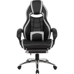 Inosign Gaming-Stuhl »Sprinta 1, Chefsessel mit ausziehbarer Fußstütze« () komfortabel gepolstert mit vielen ergonomischen Funktionen schwarz/weiß