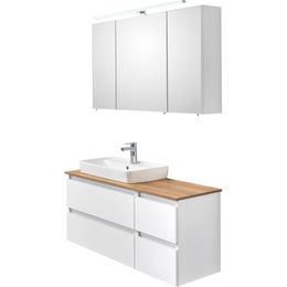 Badm&ouml;bel-Set &raquo;Quickset 360 2-teilig, Keramik-Aufsatzbecken mit LED-Spiegelschrank&laquo; 2 Stk. tlg. wei&szlig;