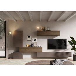 Inosign Wohnwand »INFINITY, 7tlg. Breite 340 cm, Höhe variabel, Schrankwand, Anbauwand« 7 Stk. tlg. Bronzo/Mercure NB Holzstruktur Set besteht aus...