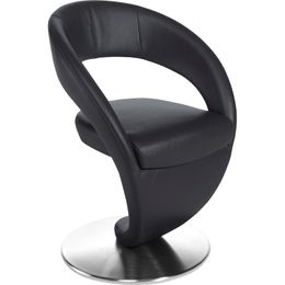 K+w Komfort & Wohnen K+W KOMFORT & WOHNEN Drehstuhl &raquo;Wave&laquo; () Design-Drehstuhl, Drehteller in Edelstahloptik nero + Drehteller in Edelstahloptik geb&uuml;rstet