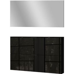 Germania Garderoben-Set &raquo;Valega&laquo; 2 Stk. tlg. schwarz Glas, Spanplatte