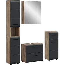 Inosign Badezimmer-Set Set, 4 Stk. tlg. Nox Oak NB / Sschwarz matt