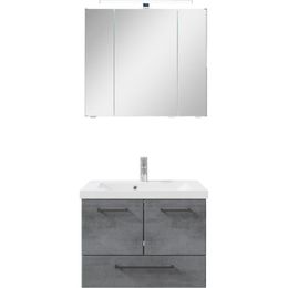 SAPHIR Badmöbel-Set »Quickset 945 2-teilig, Mineralmarmor-Waschtisch und LED-Spiegelschrank« 2 Stk. tlg. Oxid Dunkelgrau quer