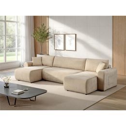 OTTO HOME Wohnlandschaft »JONAA, 311 cm, U-Form, Schlafsofa, Boxspringfederung, Dauerschläfer« 133/270cm, Bettkasten, Seitentaschen, Cord und...