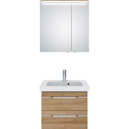 SAPHIR Badmöbel-Set »Balto Sprint 2-teilig, Mineralmarmor-Waschtisch mit LED-Spiegelschrank« 2 Stk. tlg. Riviera Eiche quer Nachbildung