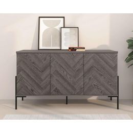 LEONIQUE Sideboard »Eadwine« Kommode, Push-to-open, Türen mit Fischgräten Muster, Breite 130 cm weiß eiche LEONIQUE - Luxuriöses, zeitgenössisches...