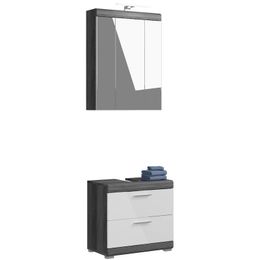 Inosign Badm&ouml;bel-Set &raquo;Siena, 2 teilig, inklusive LED Beleuchtung, bestehend aus:&laquo; Set, TOPSELLER!, 2 Stk. tlg. Rauchsilber NB/wei&szlig; hochglanz