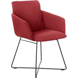 W.Schillig Armlehnstuhl &raquo;jakob&laquo; () mit Drahtrohrgestell in Schwarz pulverbeschichtet rot Chenillegewebe V34 (52% Polyester, 38% Baumwolle, 10% 