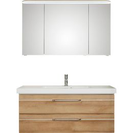 SAPHIR Badmöbel-Set »Balto Sprint 2-teilig, Mineralmarmor-Waschtisch mit LED-Spiegelschrank« 2 Stk. tlg. Riviera Eiche quer Nachbildung