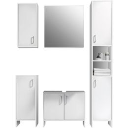 BASIC BY BALCULINA Badm&ouml;bel-Set &raquo;Oslo Badezimmerset Schrankset Badset 5tlg.&laquo; Komplett-Set, 5 Stk. tlg. Wei&szlig; matt