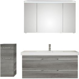 SAPHIR Badmöbel-Set »Balto Sprint 3-teilig, Mineralmarmor-Waschtisch mit LED-Spiegelschrank« 4 Stk. tlg. Graphit Struktur quer Nachbildung