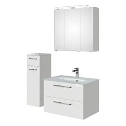 SAPHIR Badmöbel-Set »Badmöbel-Set Trentino 3-teilig Glas-Waschtisch mit LED-Spiegelschrank« 4 Stk. tlg. Weiß Hochglanz