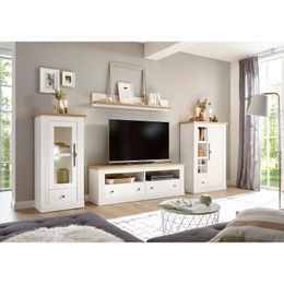 Home Affaire Wohnwand »Westminster BESTSELLER!« Set, Vitrine, Lowboard, Kommode, Wandregal, 4 Stk. tlg. Pinie Weiss, Wotan Eiche Set besteht aus 1...