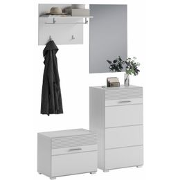 Inosign Garderoben-Set »Malmö, Breite 115cm, MDF Front mit Rillenfräsung, 4-teilig, best. aus:« 4 Stk. tlg. Korpus/Front: weiß NB/weiß Hochglanz TZ...