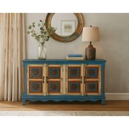 Home Affaire Sideboard &raquo;Mahar&laquo; mit aufwendiger Schnitzerei, handgefertigt, Unika-M&ouml;bel, Breite 160 cm Massivholz