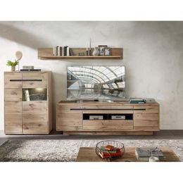 Innostyle Wohnwand »BELLANO« Komplett-Set, 3 Stk. tlg. außen Viking Oak Nature NB, innen Graphit Nachbildung;Glas;MDF