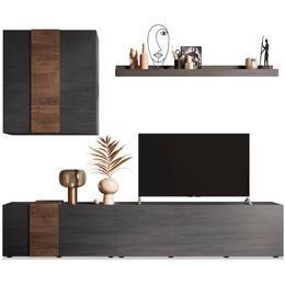 Inosign Wohnwand &raquo;Venus&laquo; Titanio / Top + Front Absetzung in Mercure Set besteht aus 1 Lowboard, 1 Wandregal und 1 H&auml;ngeschrank