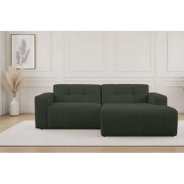 Inosign Ecksofa »Tapley« Breite 221 cm, Boucle, Struktur fein, mit Knopfsteppung, bodentief green