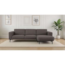 OTTO HOME Ecksofa »Lillith, 289 cm, L-Form, gemütlicher Sitzkomfort« Eckcouch mit runder Recamiere links/rechts, Strukturstoff dark grey 100%...
