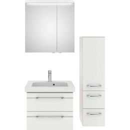SAPHIR Badmöbel-Set »Balto Sprint 3-teilig, Mineralmarmor-Waschtisch mit LED-Spiegelschrank« 4 Stk. tlg. Weiß Hochglanz / Weiß Glanz